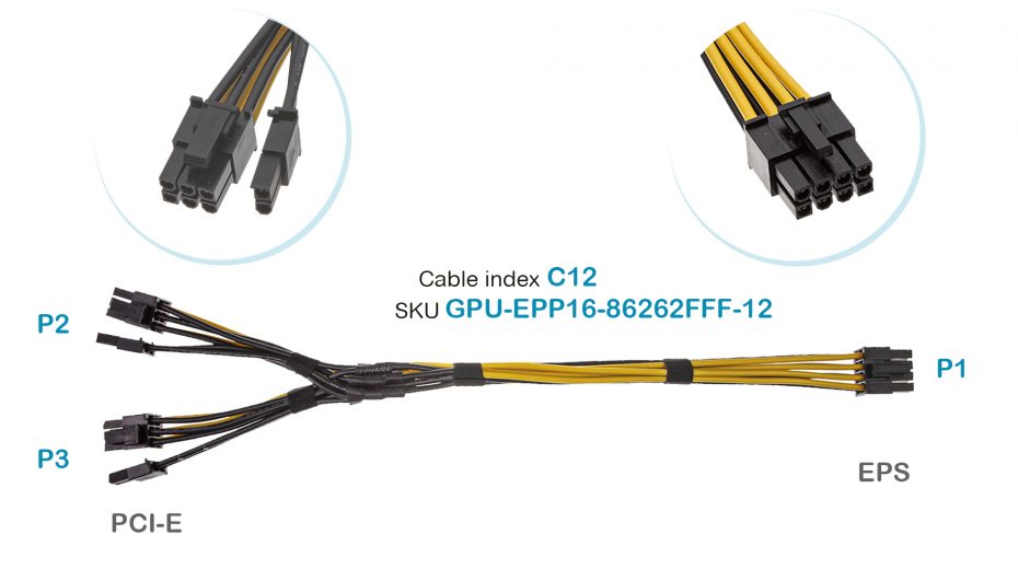 GPU Standard Power CablesEPS Female / PCI-E Male / Female to PCI-E Male ...